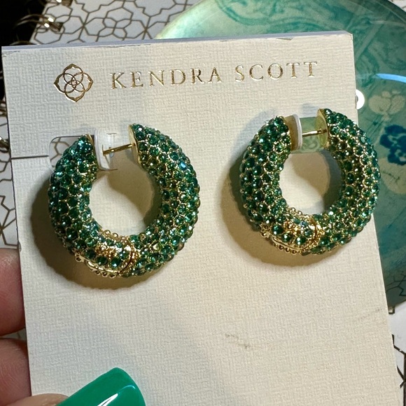 Kendra Scott | Jewelry | Nwot Kendra Scott Mikki Gold Pave Hoop ...
